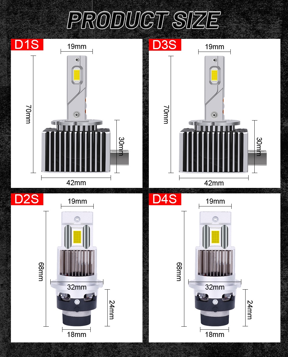 D2S D4S 1:1 Led Headlights HID D1S D3S D8S D1R D3R Kit Xenon LED Bulbs ...