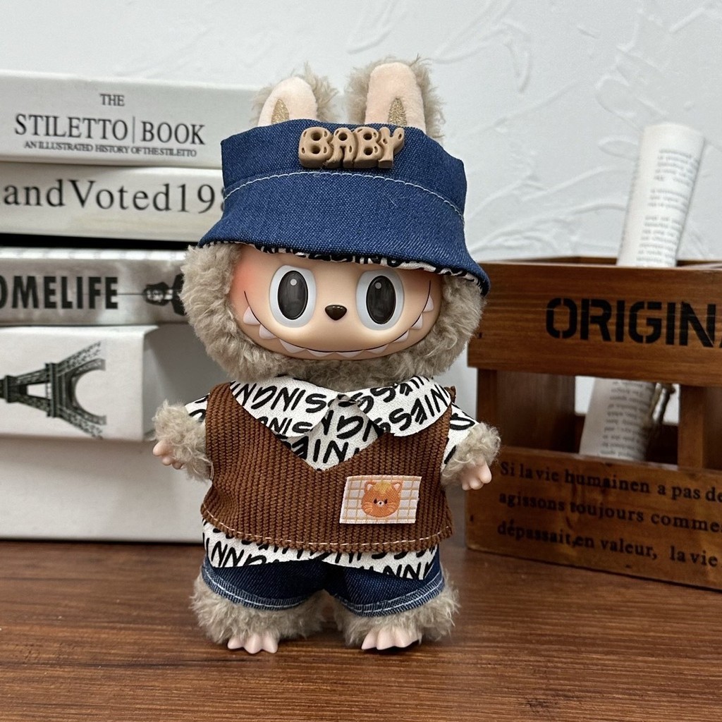 (No dolls) For 17cm Labubu baby clothes vinyl Labubu doll can be worn ...