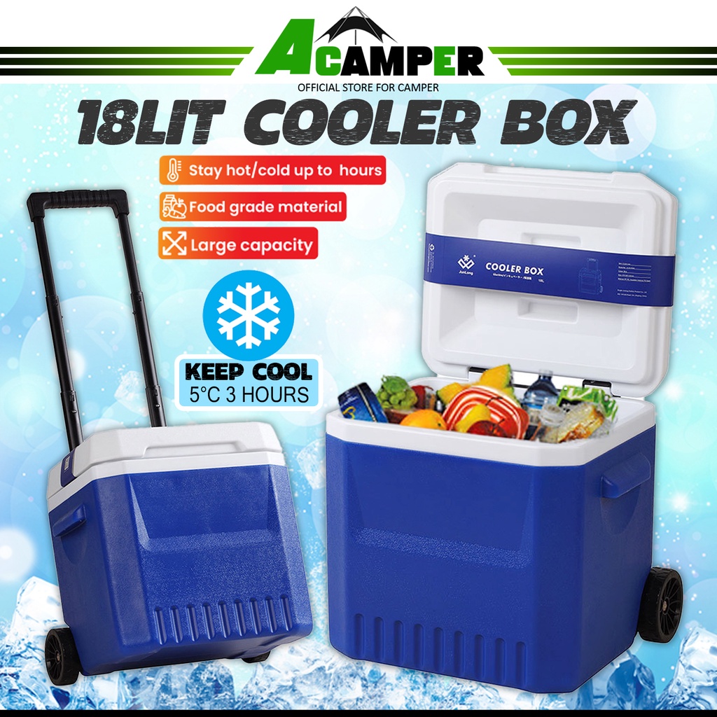 18Lit Camping Cooler Box With Wheel Picnic Ice Box Cooler Portable ...