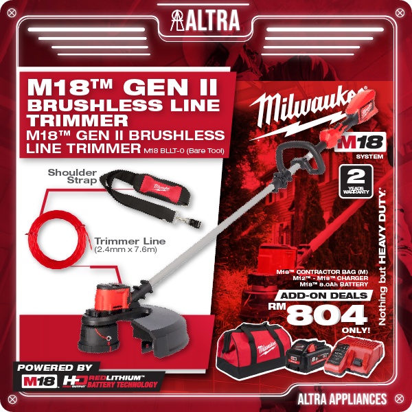 MILWAUKEE M18™ Gen II Brushless Line Trimmer M18 BLLT-0 | Shopee Malaysia