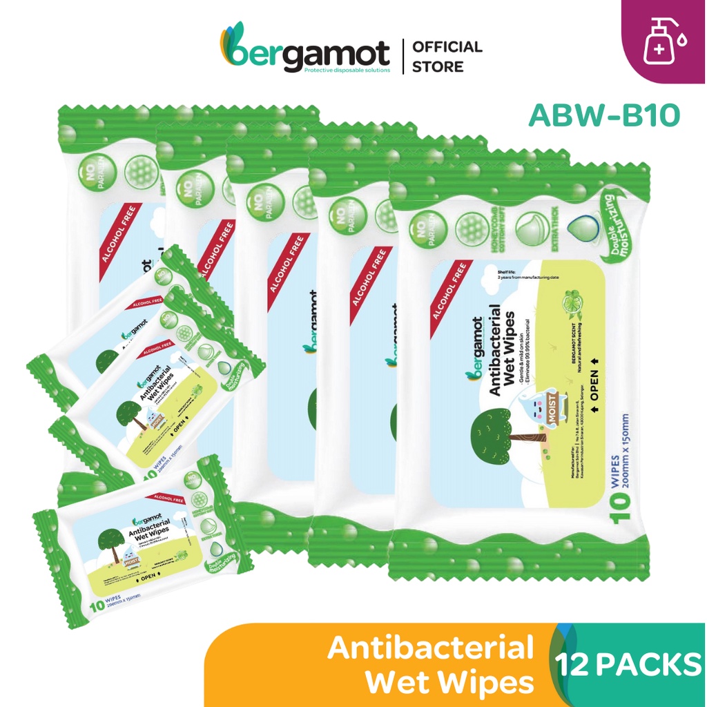 ABW-B10 Bergamot Antibacterial Alcohol Free Wet Wipes with Bergamot ...