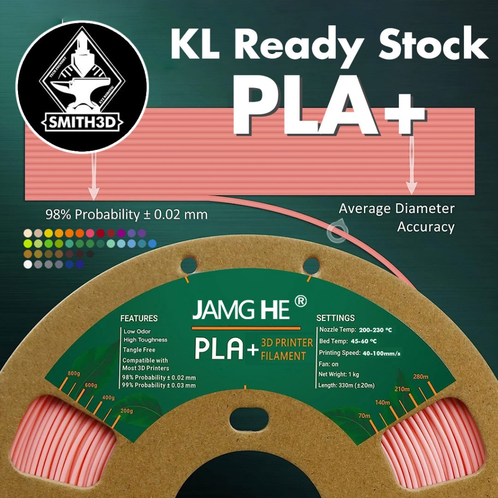 Jamghe PLA+ Pro Plus Filament 1.75mm 1KG for 3D Printer Low Odor High Toughness Cardboard Spool ...