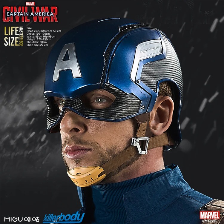 Marvel Captain America Helmet 1:1 Portable Genuine Leather Battle Mask ...