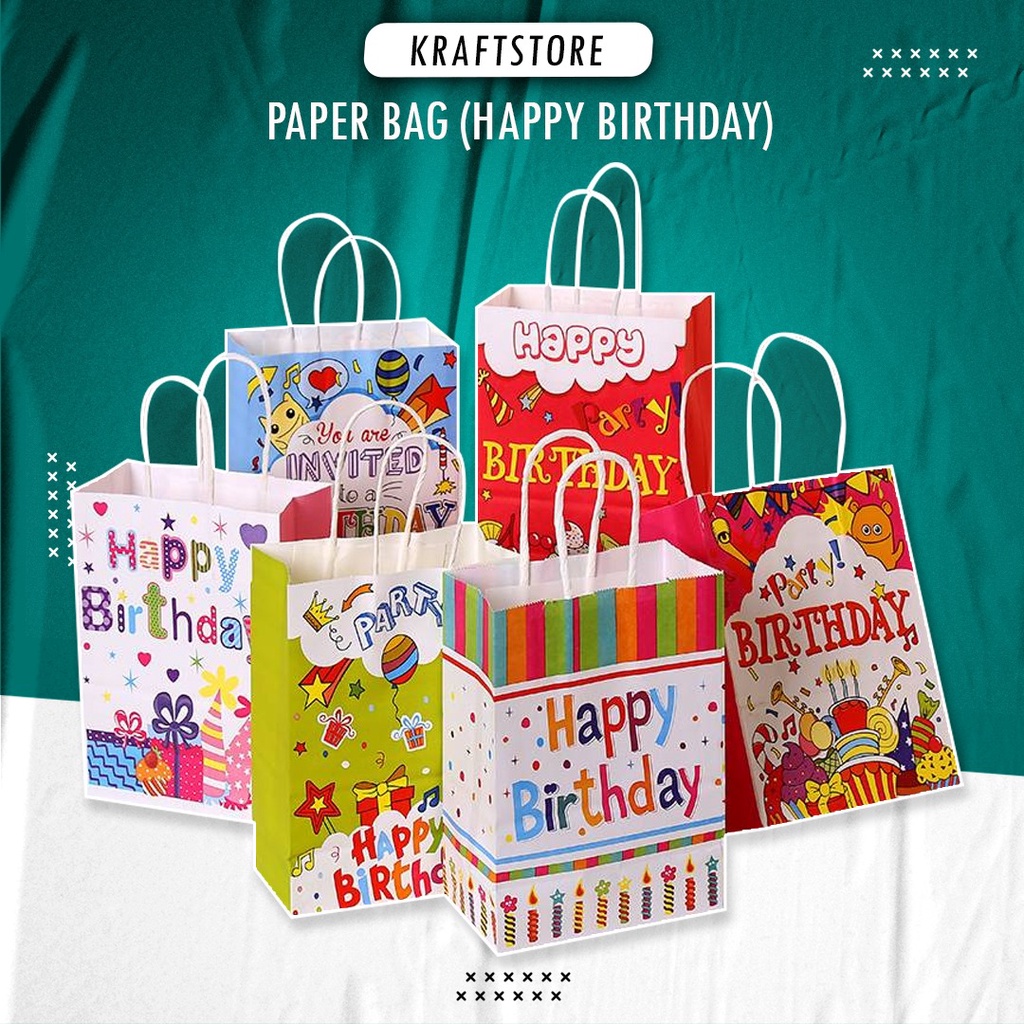 Happy Birthday Paper Bag Party Gift Bag Present Paper Bag Kraft Paper ...