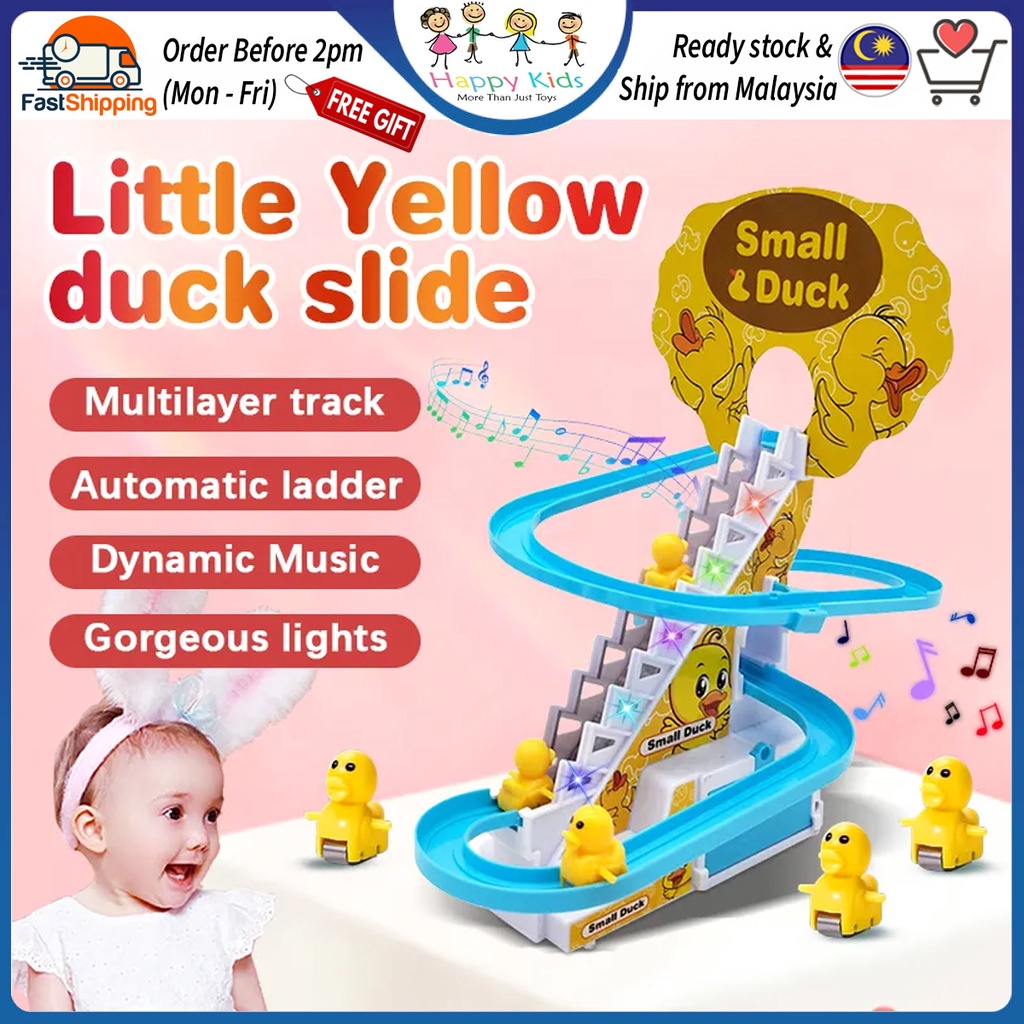 [Happy Kids] Little Duck Climbing Stairs Track Slides Ducklings Roller ...