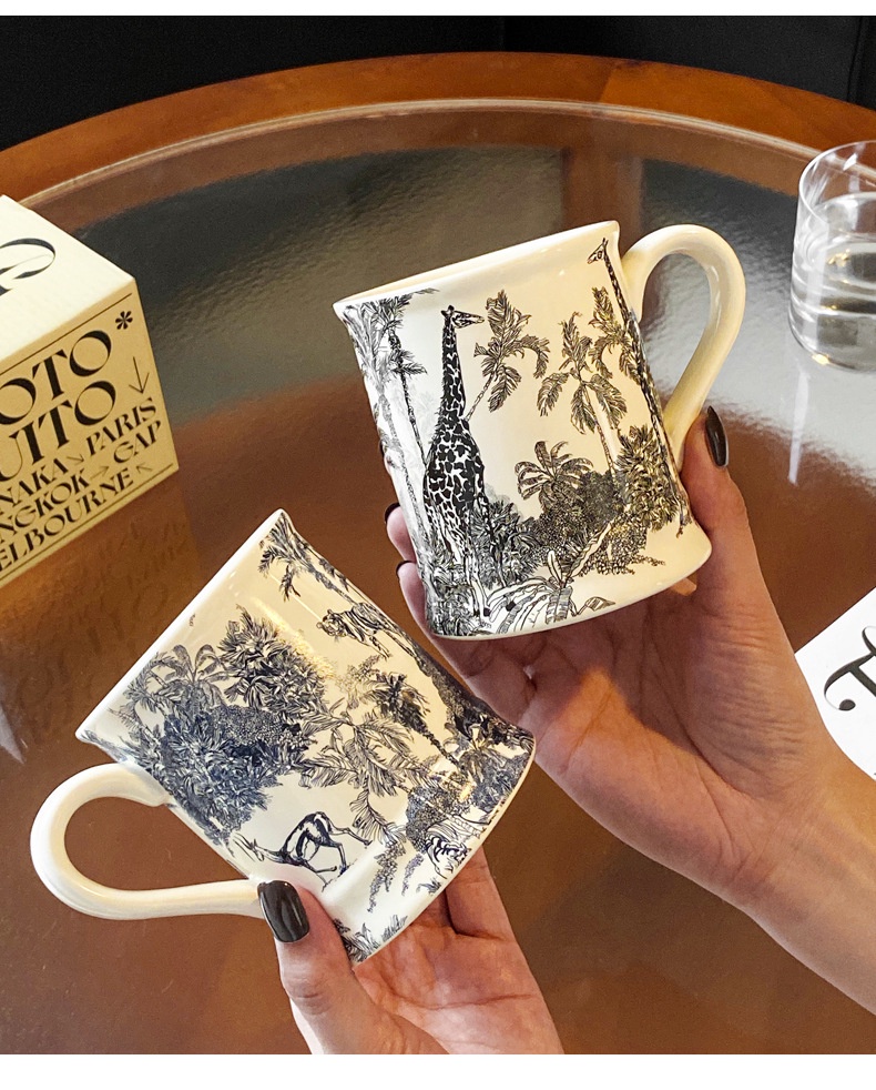 380ml French Vintage Mug Ceramic Water Cup Small Design Gift High ...