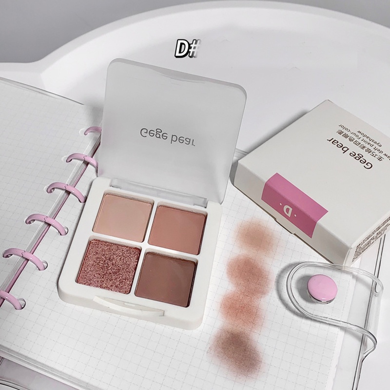 Gege Bear 4 Color Eyeshadow Powder Texture Glitter Shine Soft Delicate ...