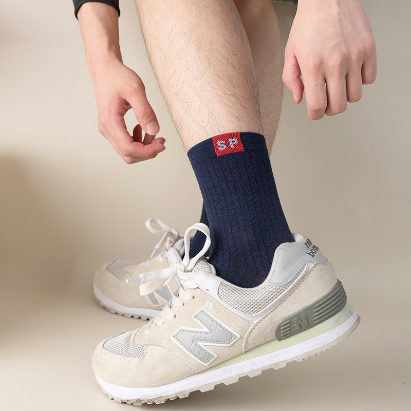 Long SP Men's Cotton Mid-Tube Socks Sweat-Absorbent Breathable Daily ...
