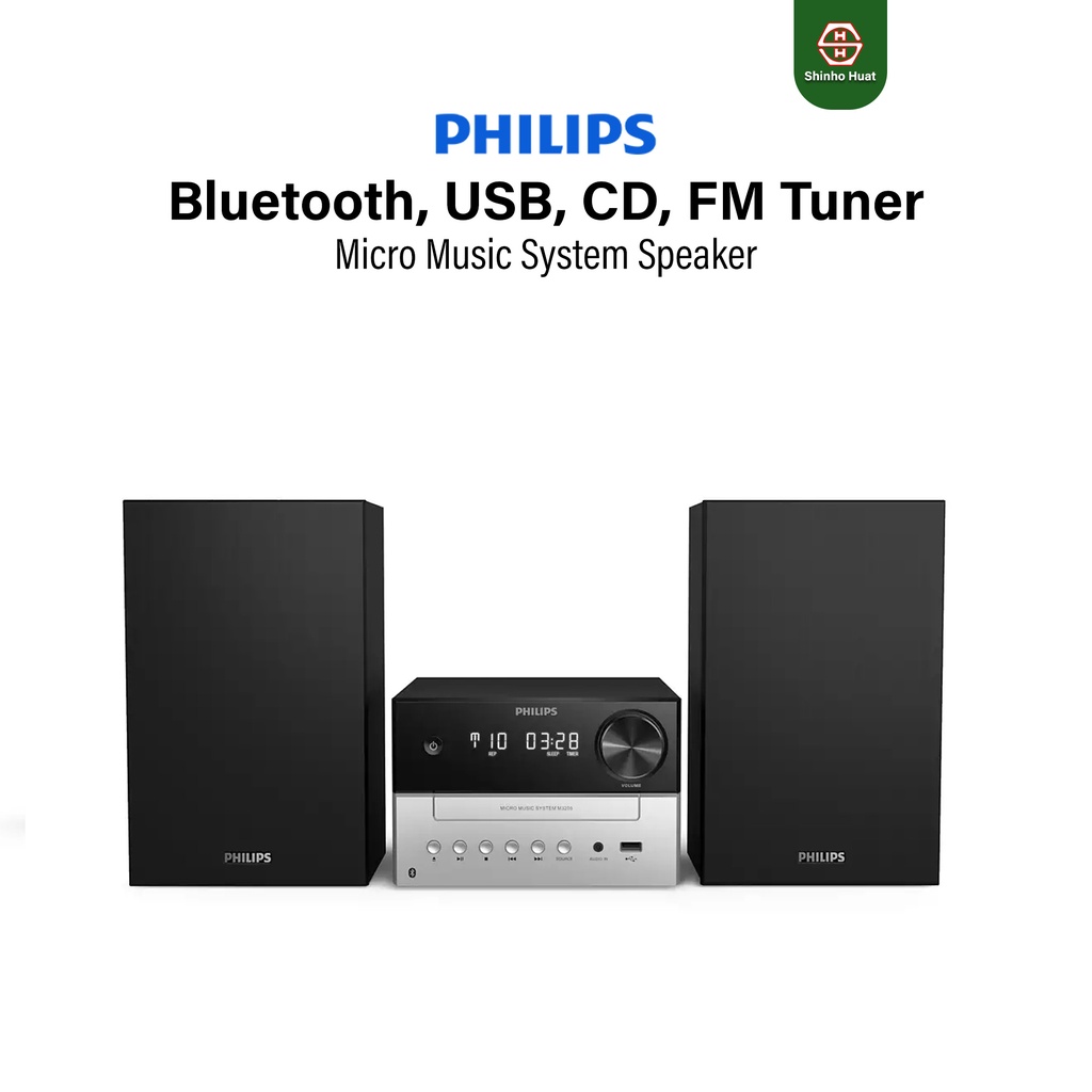 Philips TAM3205 Micro Music System USB Bluetooth CD Speaker 18W Digital ...