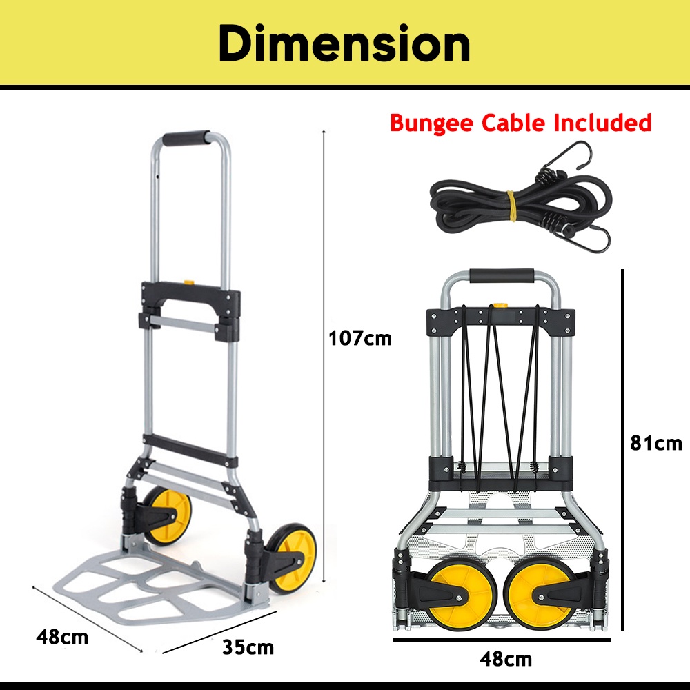 [120KG] Borong365 Heavy Duty Folding Trolley 2 Wheel Hand Truck ...