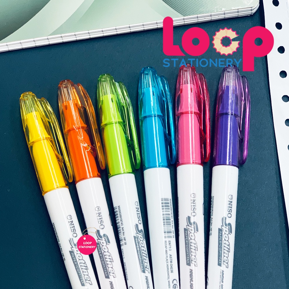 Niso Spotliner Highlighter Pen 6 Colour In Set | Shopee Malaysia