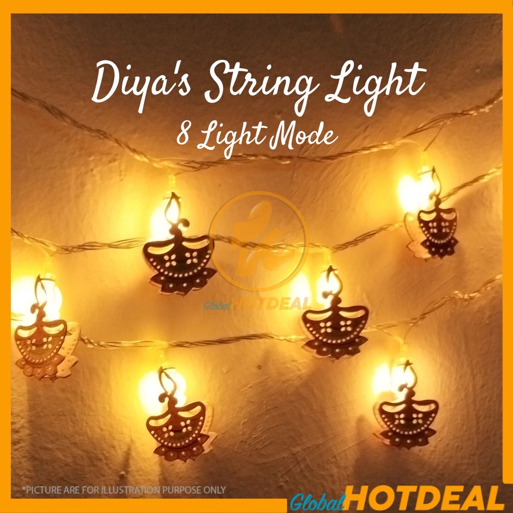20L Diya LED Fairy String Light Deepak Diwali Deepavali Light Festival Lampu LipLap Decoration ...