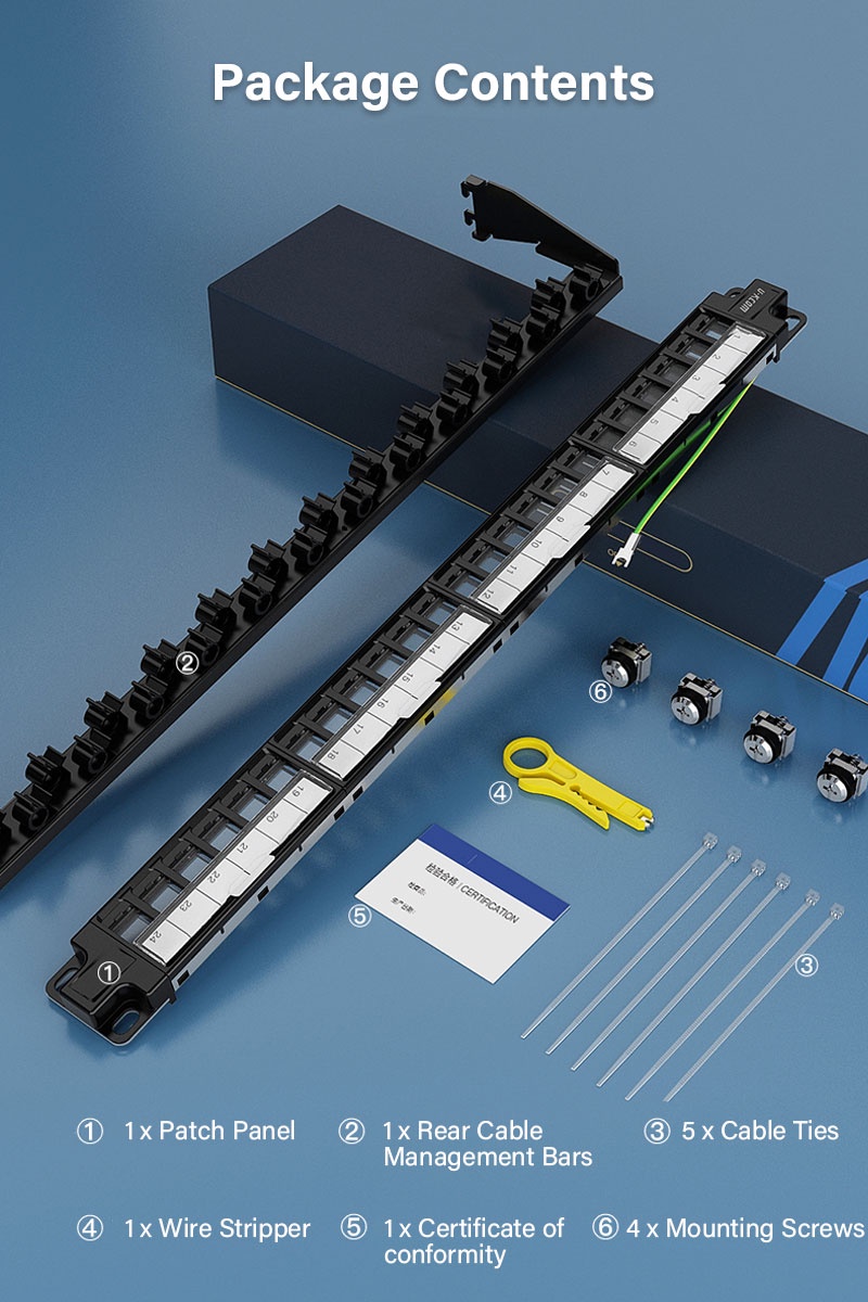 ZoeRax Rackmount or Wall Mount 24-Port Shielded RJ45 Patch Panel with ...