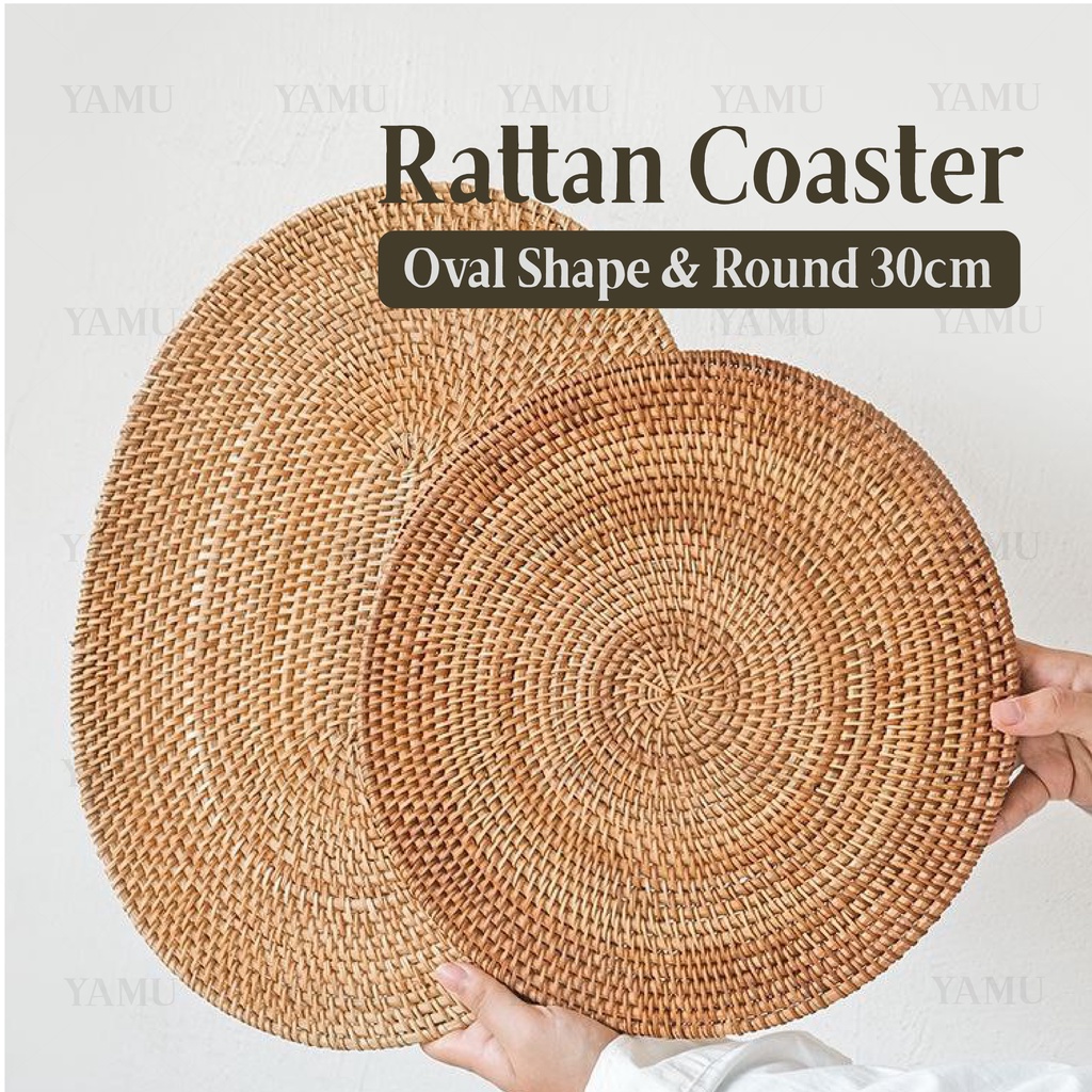YAMU Rattan Placement Lapik Pinggan Rattan Coaster Rattan Table Mat ...