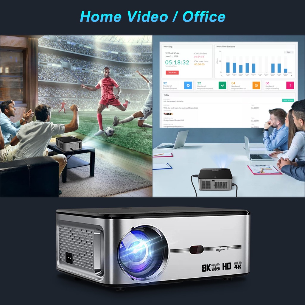 GOOJODOQ Portable Wi-Fi Mini 8K Full HD Projector With Smartphone ...
