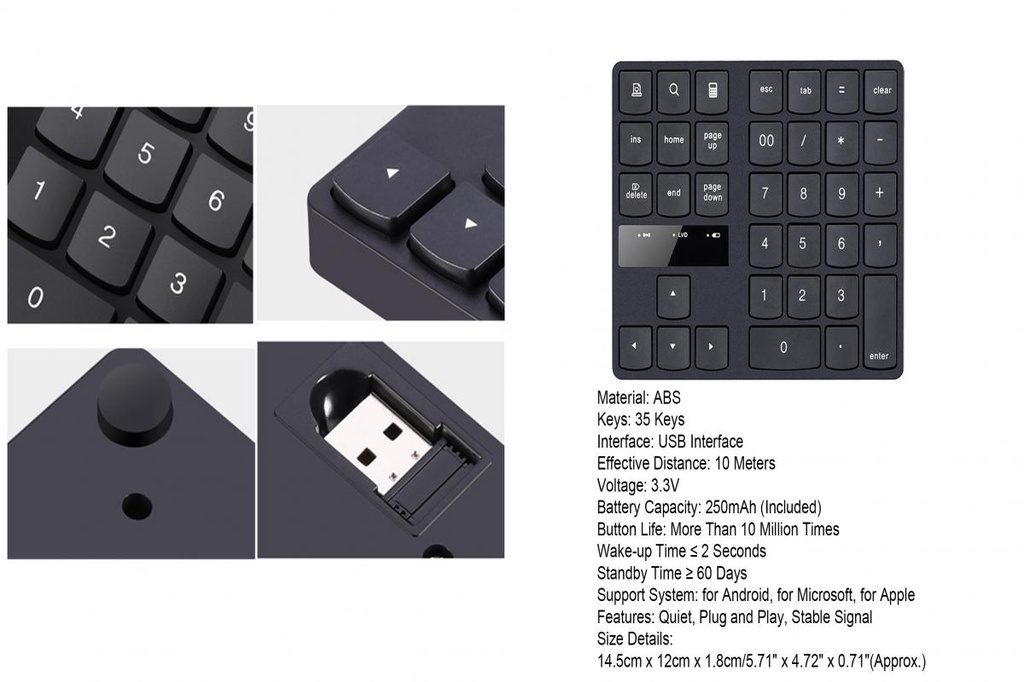 GRC- 35 Keys External Numeric Keyboard Computer Accessories Stable ...