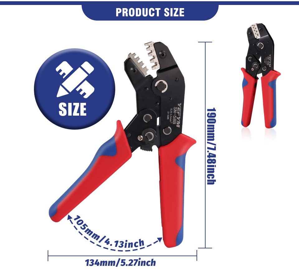 Non-insulated 23-16 AWG Open Barrel Crimping Tool 0.25-1.5mm² ...
