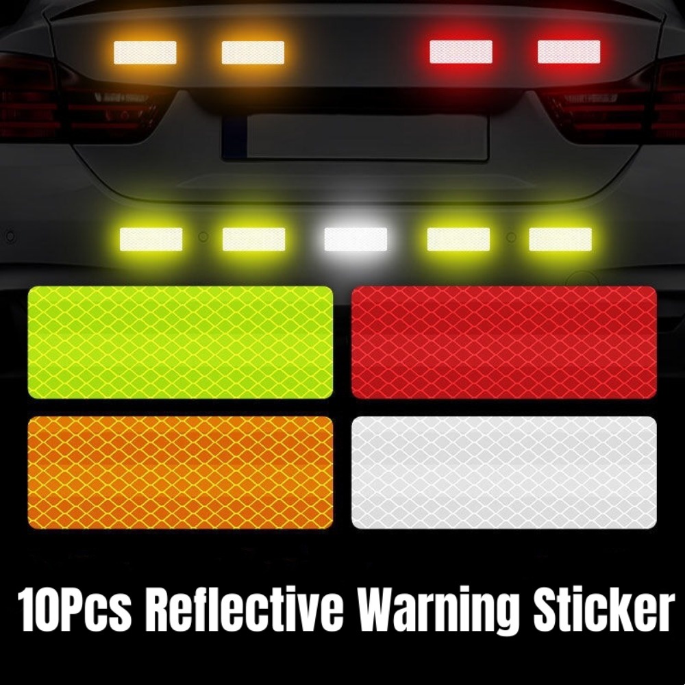 10Pcs Car Reflective Warning Sticker / Car Bumper Secure Reflector ...