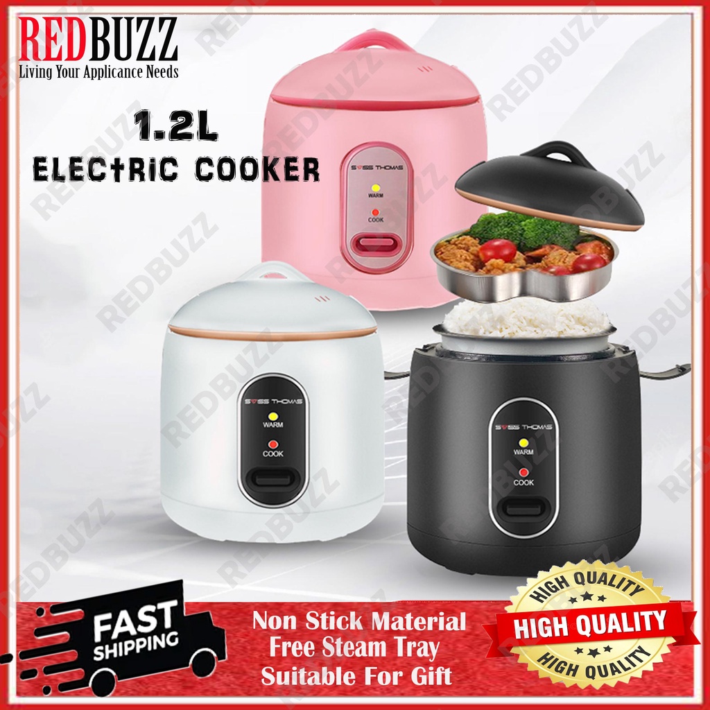 REDBUZZ 1.2L Electric Rice Cooker Pot MultiCooker Non Stick with Steam ...