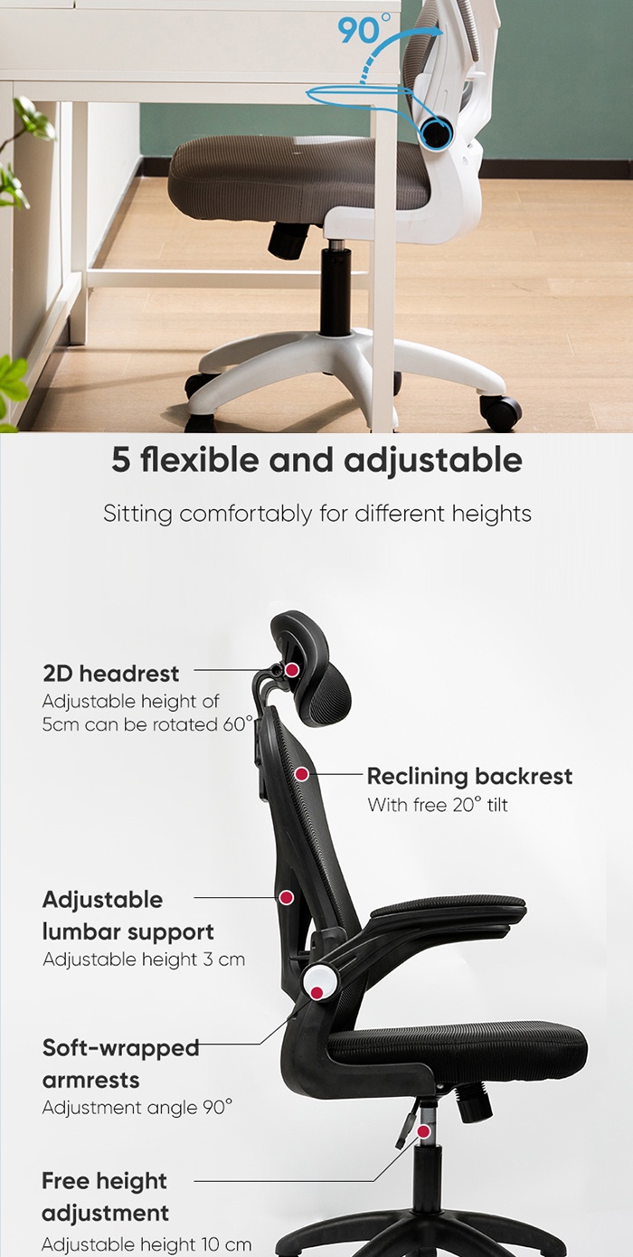 Deli Office Chair Ergonomic Chair Mesh Work Chair With Armrests ...
