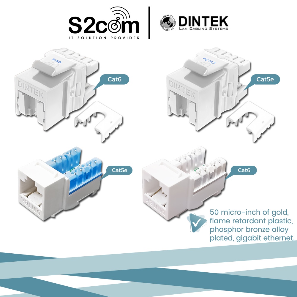 Dintek Cat5e / Cat6 Ezi-Jack Unshielded Keystone | Shopee Malaysia