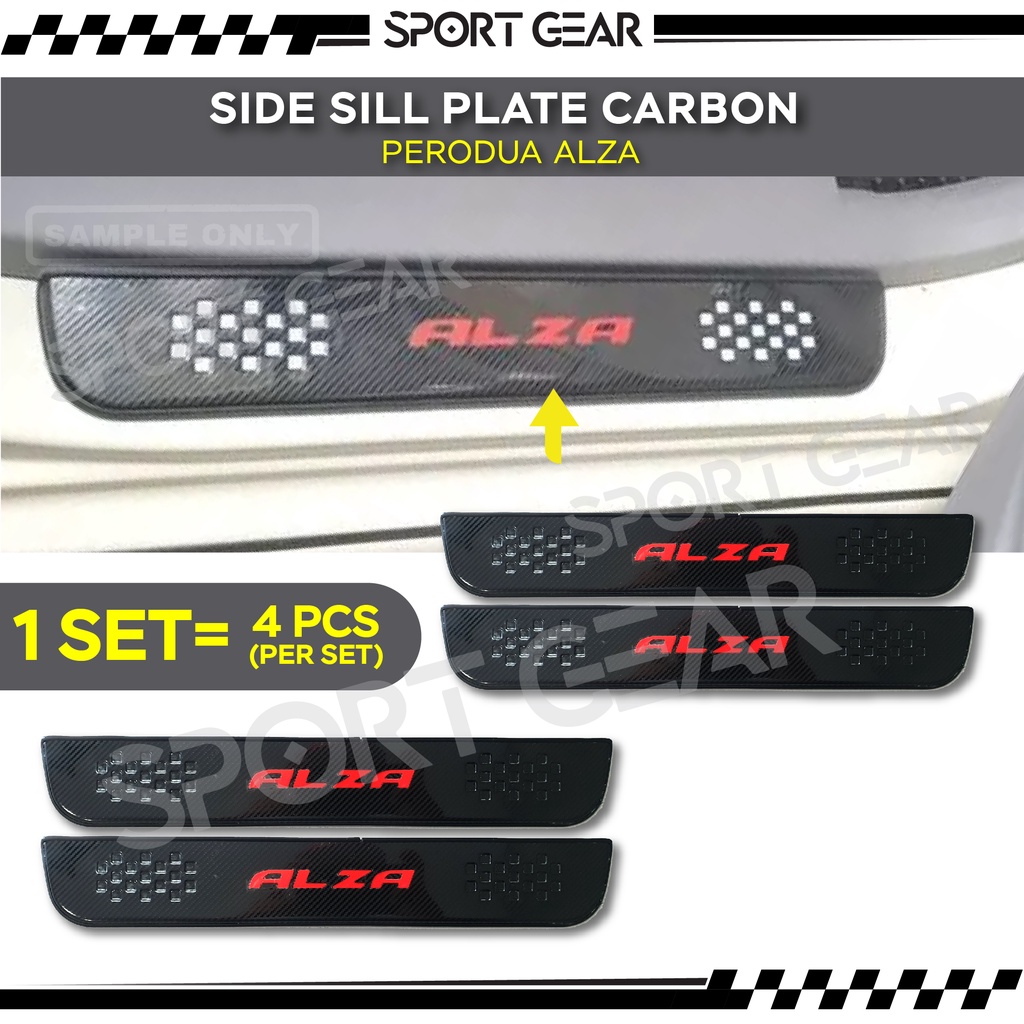 Car Door Side Sill Step Plates Carbon Fiber With Red Logo Emblem Word ...