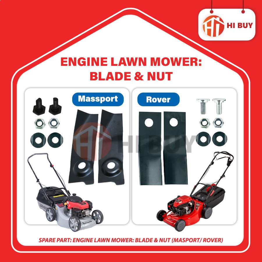 ENGINE LAWN MOWER: BLADE & NUT SET (2PCS/SET)/ BLADE KIT SET/ GARDENING ...
