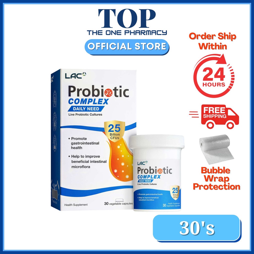 LAC Probiotic Complex 25 Billion CFUs (30 Vegetable Capsules) | Shopee ...