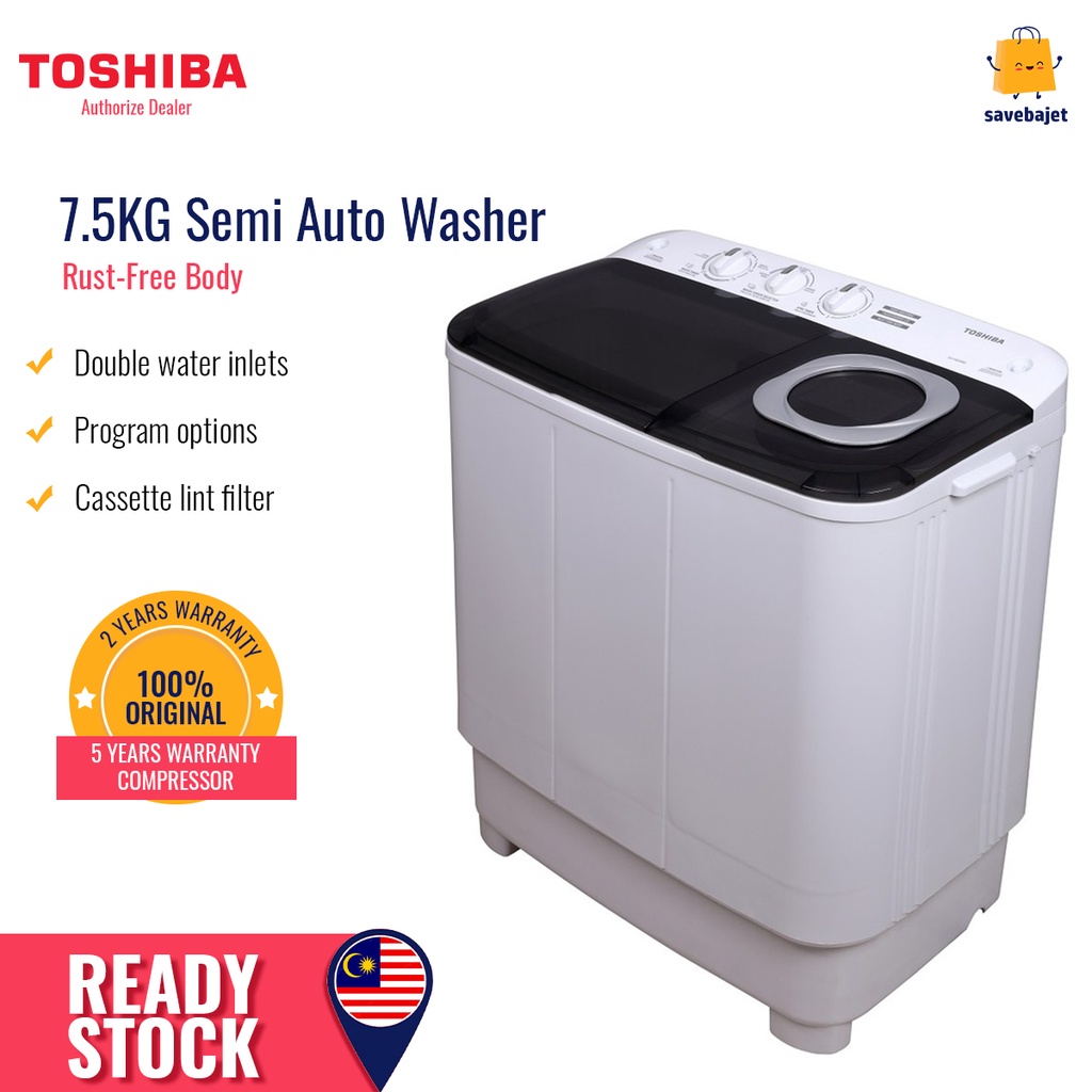 TOSHIBA Mesin Basuh Separuh Automatik Semi Auto Washing Machine (7.5kg ...