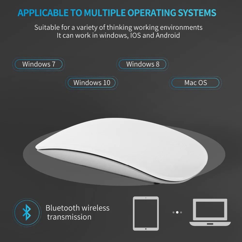 Bluetooth Wireless Magic Mouse Silent Rechargeable Laser Computer Mouse ...