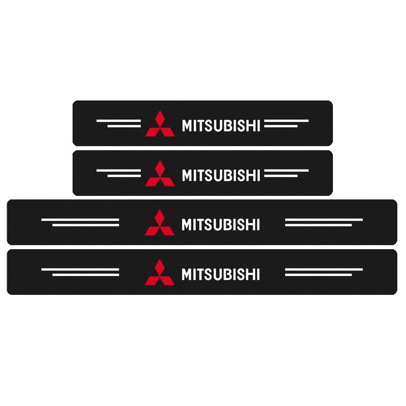 Door Sill Protector Carbon Fiber Sticker for Mitsubishi, Car Decal Auto ...