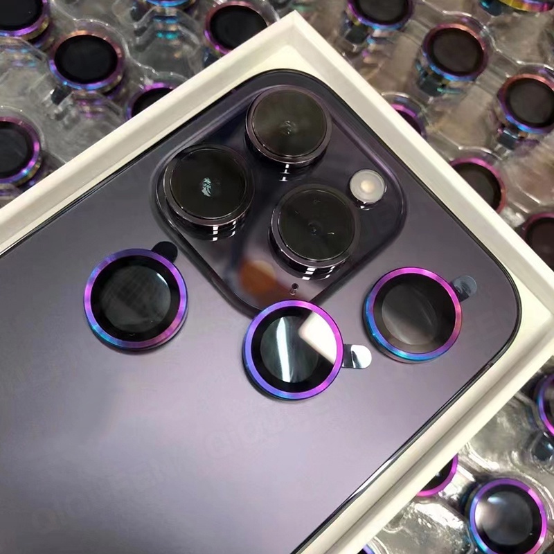Metal Ring With Tempered Glass Camera Lens Protector For iPhone 15 11 ...