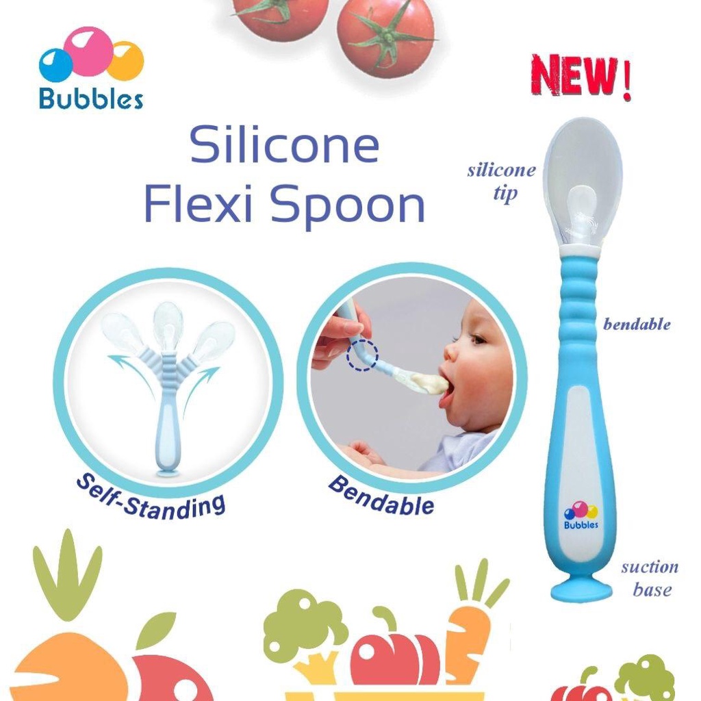 Bubbles Soft Feeding Spoon Silicone Flexi Spoon | Shopee Malaysia