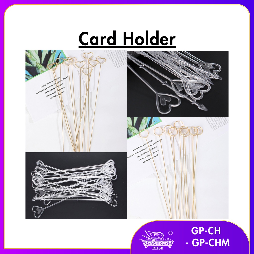 BOUQUET CARD HOLDER PLASTIC / METAL / STICK CLIP / ROD GREETING CARDS ...