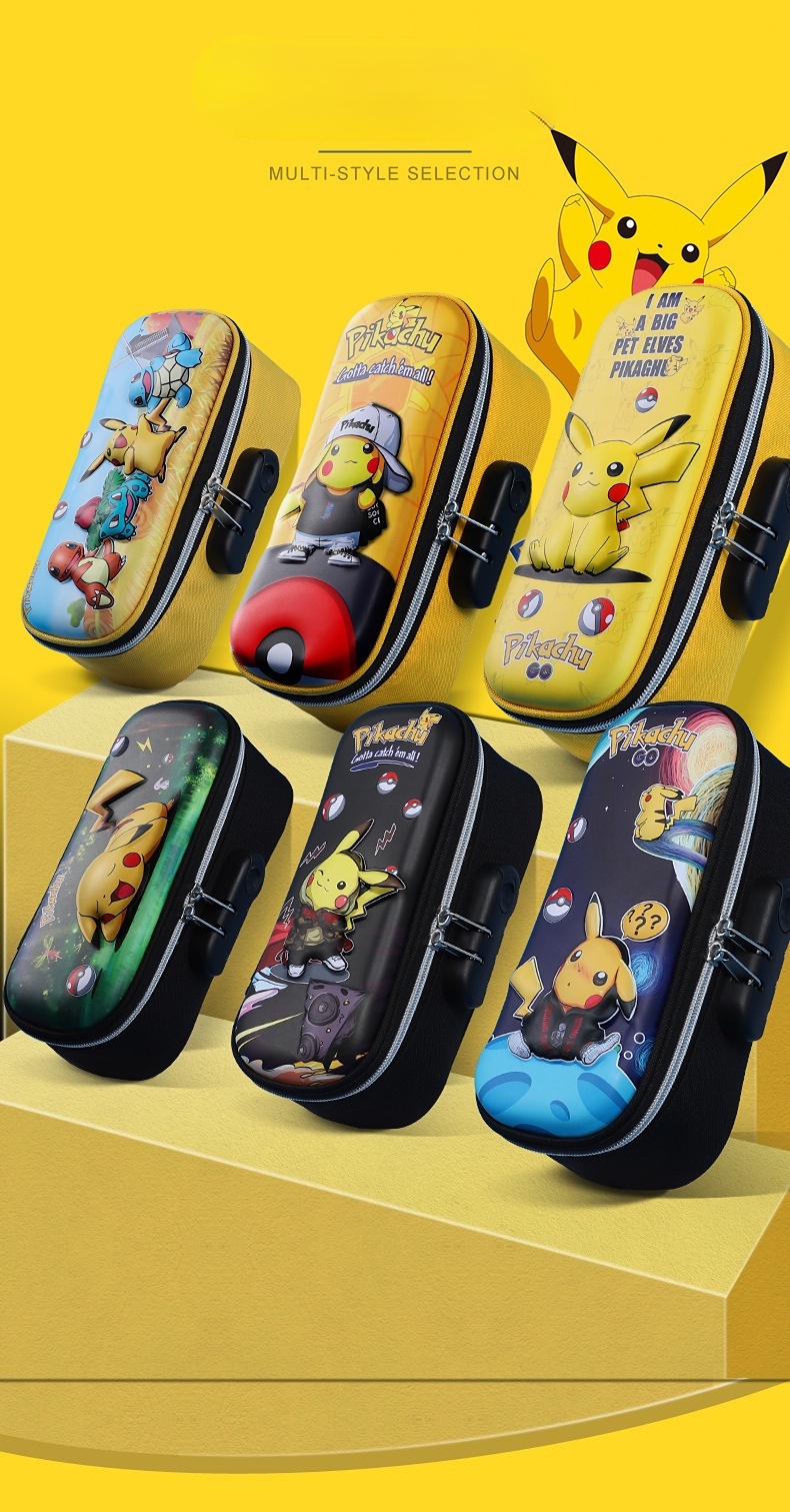 Password Lock Stationery Box Pokemon Pupils Pencil Case Large Capacity ...