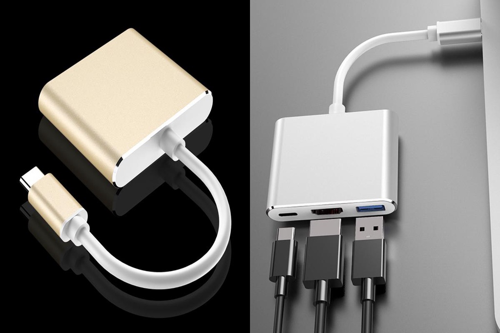 Cute_ 3 in 1 Converter Cord for Laptop USB31 Type-C to USB30 HDMI ...