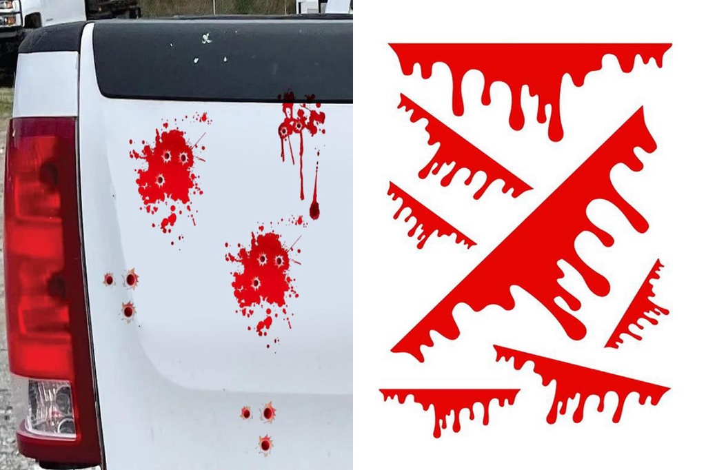 [FM] Fade-resistant Car Sticker Car Sticker Spooky Halloween Red Blood ...
