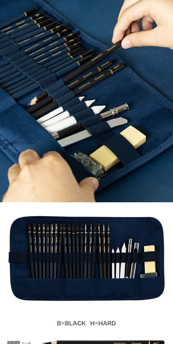Deli Finenolo Professional Sketching Pencil Set Pensel Melukis 2H-12B ...