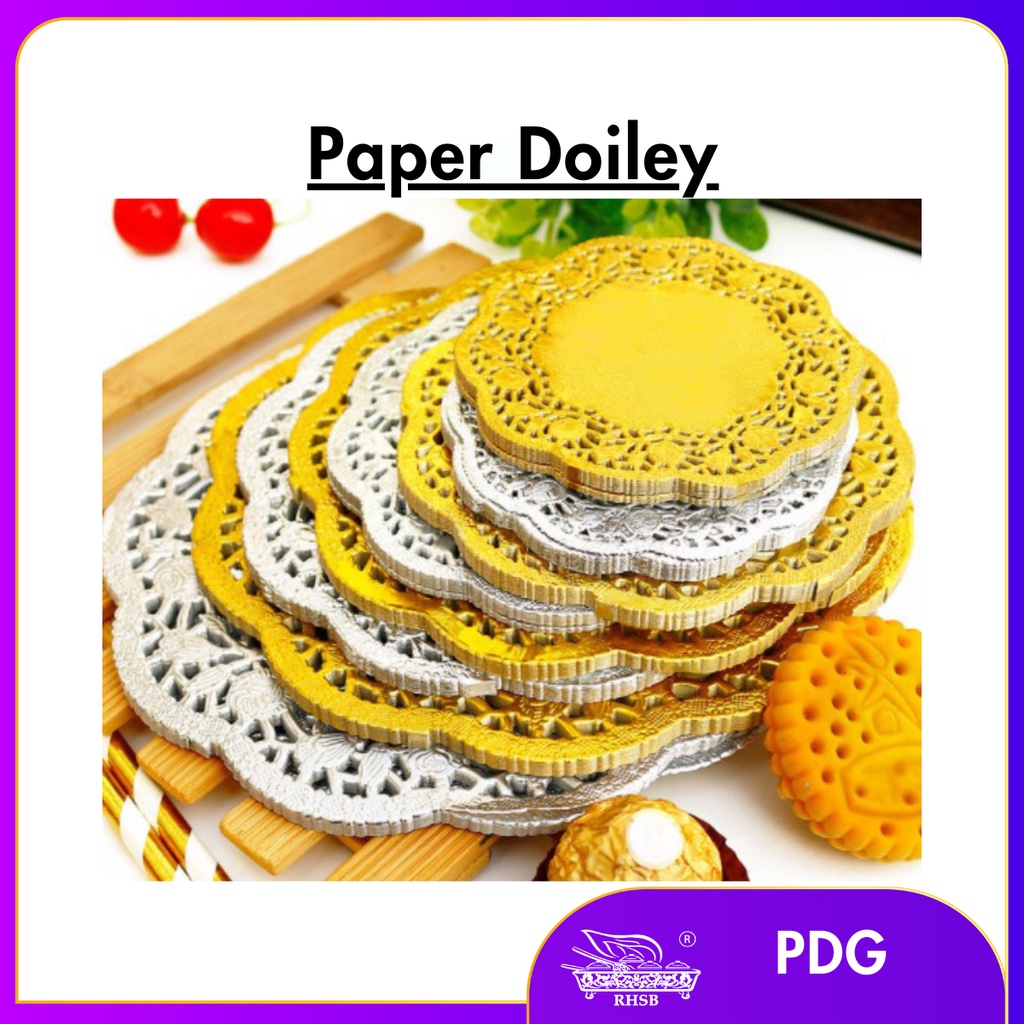 100PCS GOLD SILVER PAPER DOILEY / DOLEY PAPER / KERTAS DOLEY / CAKE PAD ...