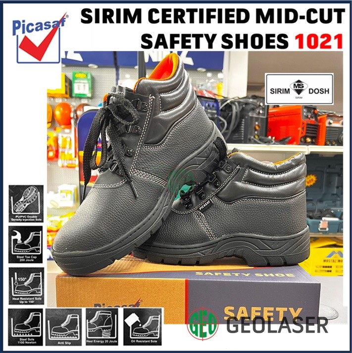 PICASAF 1012 SIRIM JKKP DOSH CERTIFIED MID-CUT STEEL TOE & SOLE LEATHER ...