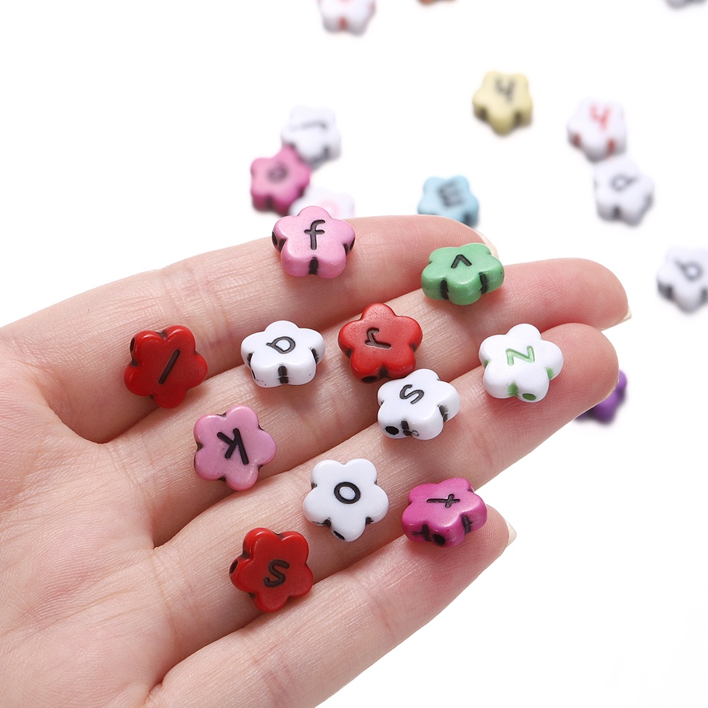 St.kunkka 50pcs 11mm Lowercase Letter Beads Acrylic Flower Letter Beads ...