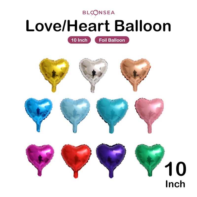 10 Inch Love Heart Shape Foil Balloons Proposal Engagement Anniversary ...