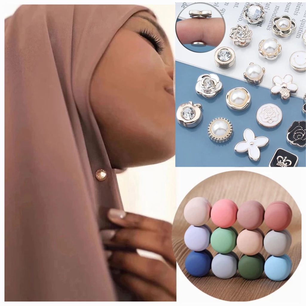 Matte Metal Magnetic Brooch Muslim Women Magnetic Pin Hijab Scarf Pins ...