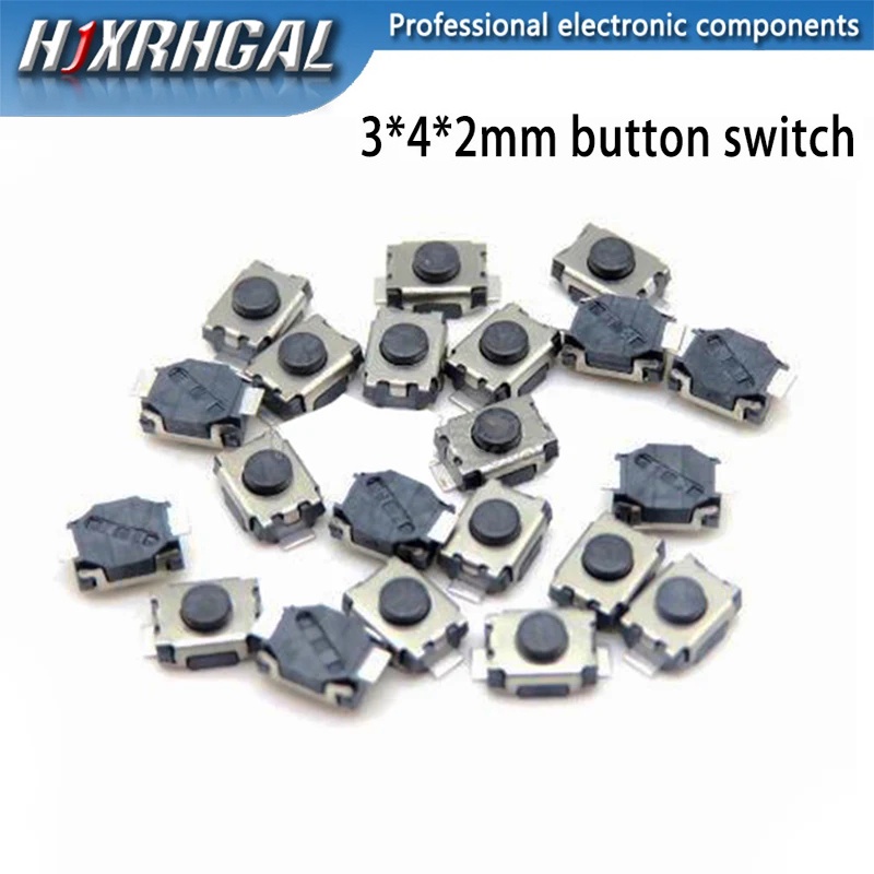50PCS 3 * 4 * 2mm button switch 2PIN patch touch switch SMD switch ...