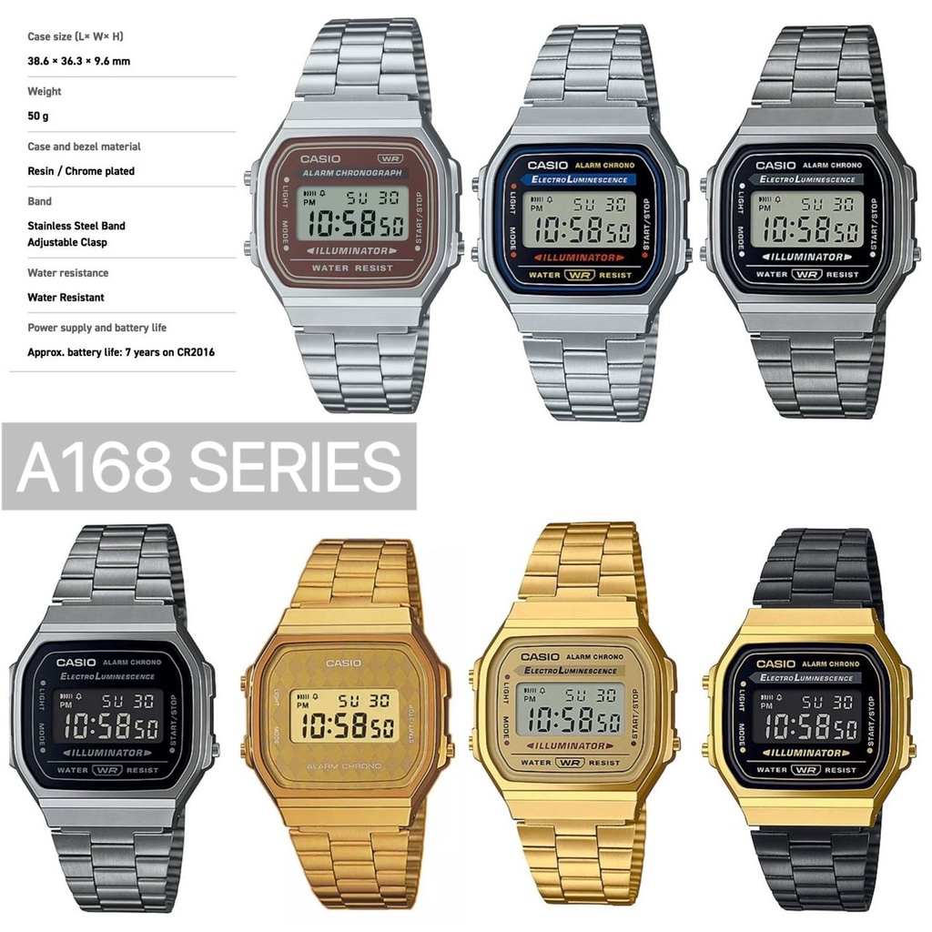 [CASIO UNISEX] CASIO STANDARD DIGITAL A168W SERIES A168 / A168WGG-1A / A168WGG-1B / A168WEGB-1B ...