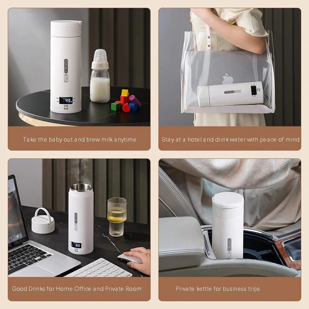 【ShopWithJoy】500ml Portable Electric Kettle Travel Mini Thermal Flask ...