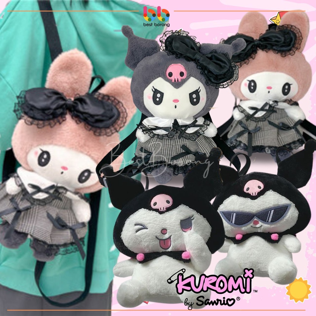 38&33cm Anime Kawaii Kuromi My Melody Shoulder Plush Plushie Doll Bag ...