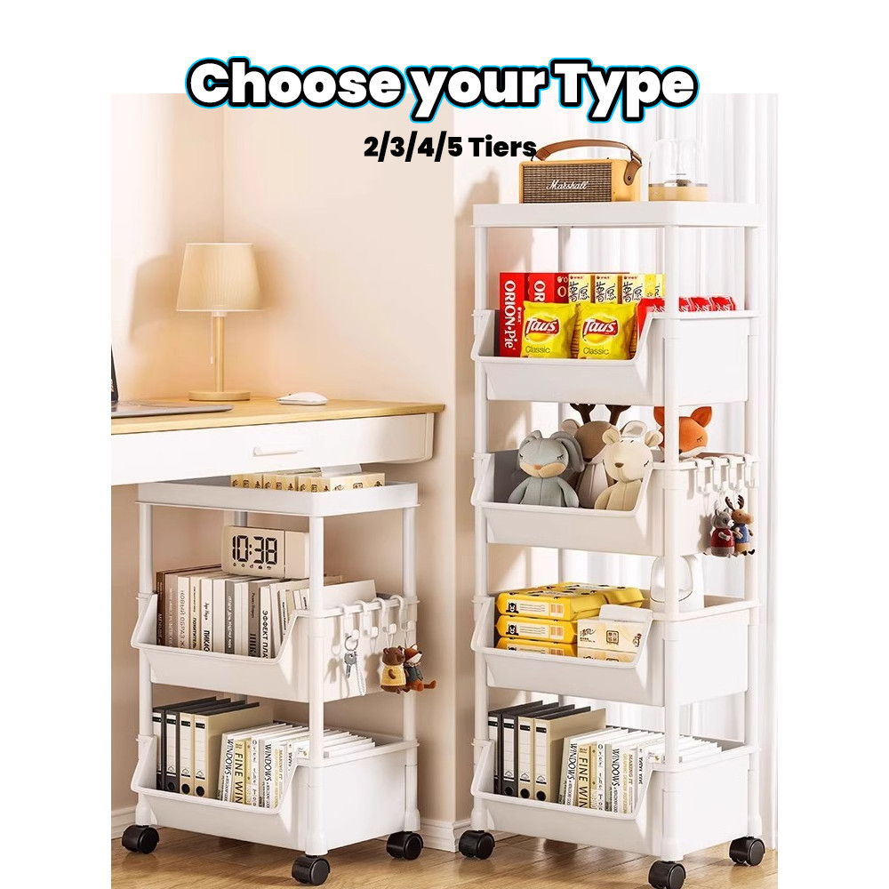 Alatstar 2/3/4/5 Tier Plastic Trolley Rack With Wheels Multifunction ...