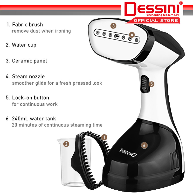 DESSINI ITALY 1500W Electric Ceramic Soleplate Garment Steam Iron ...