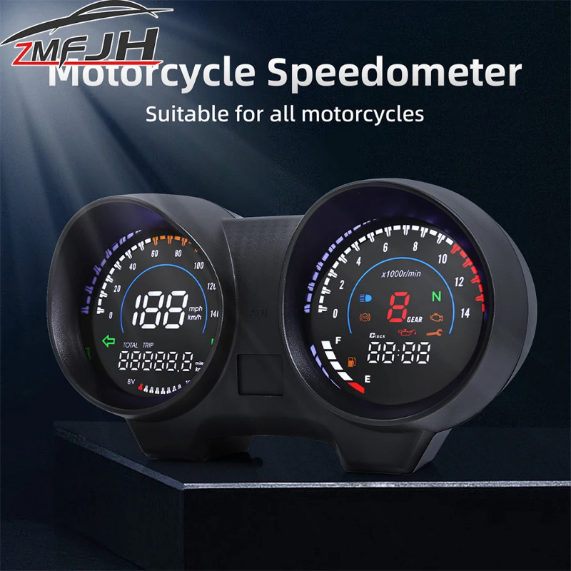 Universal Digital Speedometer For Motorcycle Speed RPM Voltage Fuel ...